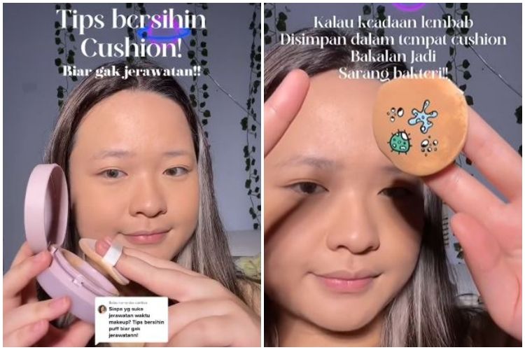 Tak perlu dicuci pakai air sabun, ini cara bersihkan puff cushion cuma ...