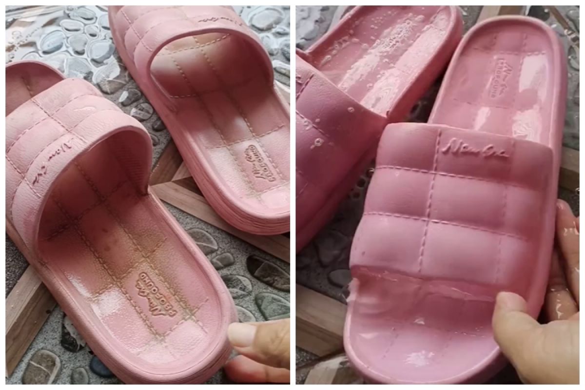 Rubber sandals are worn out and dull? Here's a trick to wash them so ...