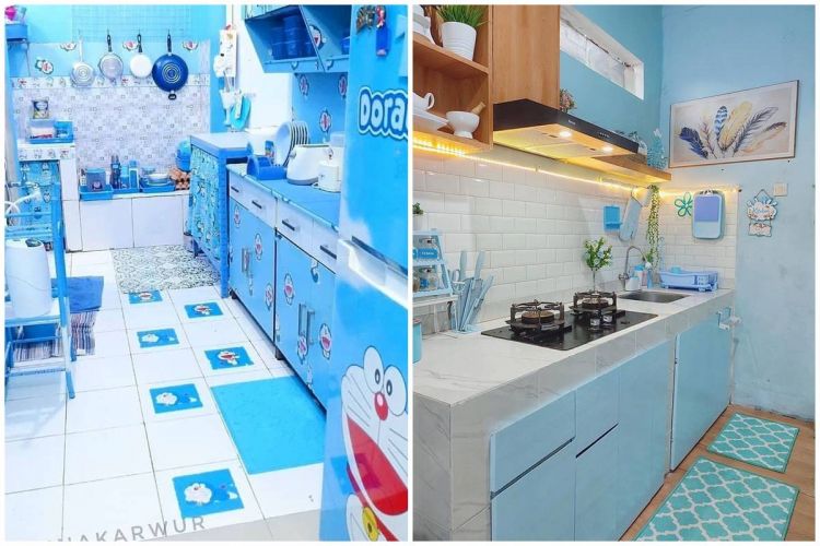Makeover dapur tanpa kitchen set jadi serba biru ini bikin suasana ...