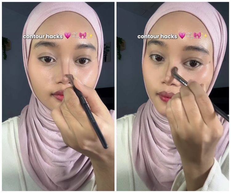 Cocok buat pemula, ternyata begini trik bikin garis hidung untuk contour agar mancung alami