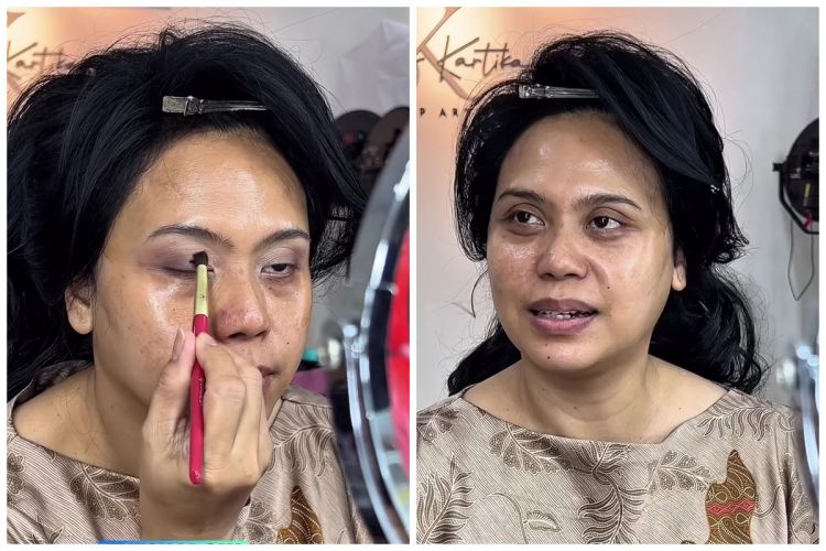 Belajar makeup sendiri, transformasi ibu-ibu dandan ini hasilnya ...