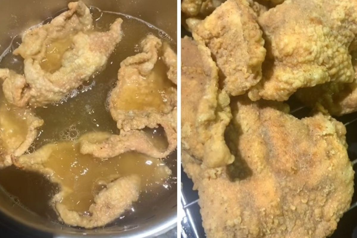 The trick for frying crispy chicken skin so that it's not tough, crispy ...