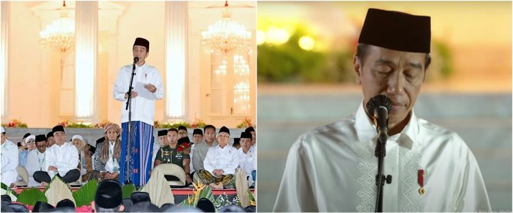 7 Momen Jokowi mewek saat zikir kebangsaan di Istana Merdeka, minta ...