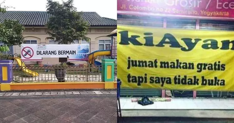 15 Kalimat di spanduk imbauan ini kocak abis, bikin mikir dua kali