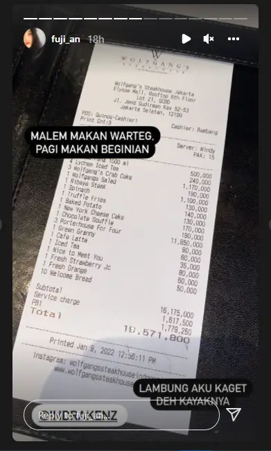 Dikatain Norak Usai Pamer Struk Makan Rp 20 Juta Begini Reaksi Fuji