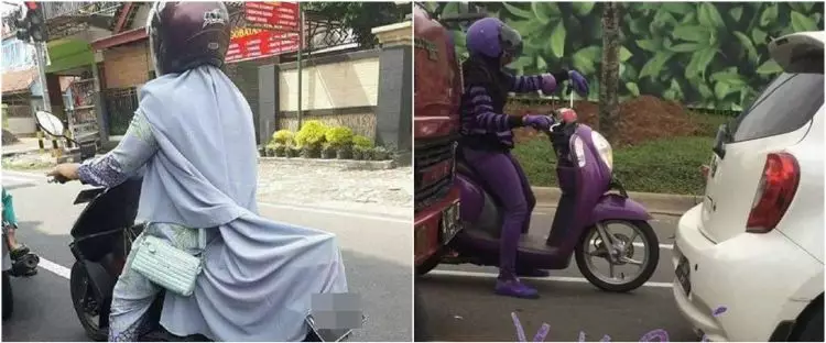 Selalu jadi trendsetter, 11 potret lucu emak-emak naik motor pakai ...