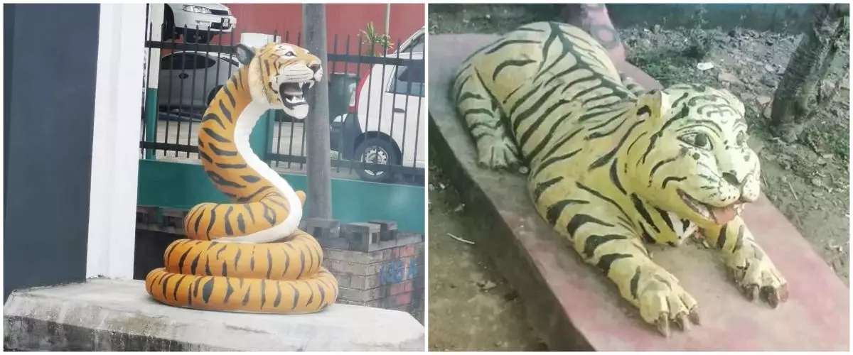 13 Potret kocak tugu macan ini bentuknya jauh dari kata sangar, bikin ...
