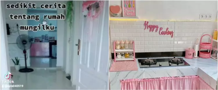 9 Potret dapur mungil nuansa pink ini antisumpek, bisa jadi ide emak ...