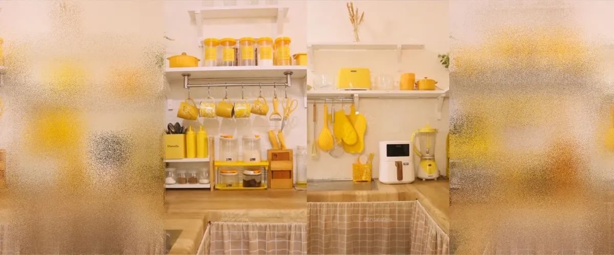 8 Potret dapur serba kuning tanpa kitchen set ini visualnya nggak norak ...