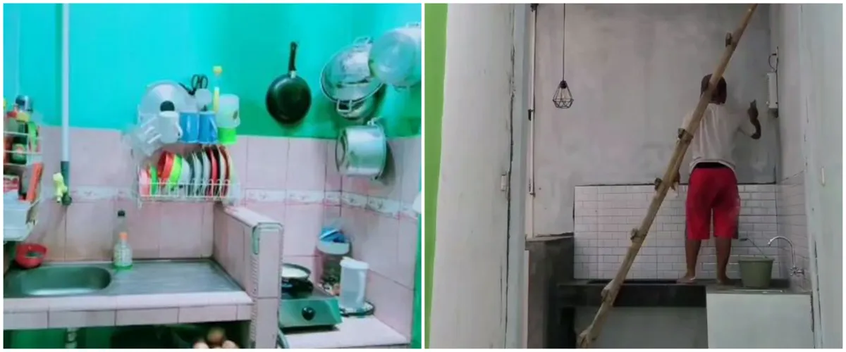 8 Potret dapur mungil kumal disulap jadi estetik pakai mini bar ...