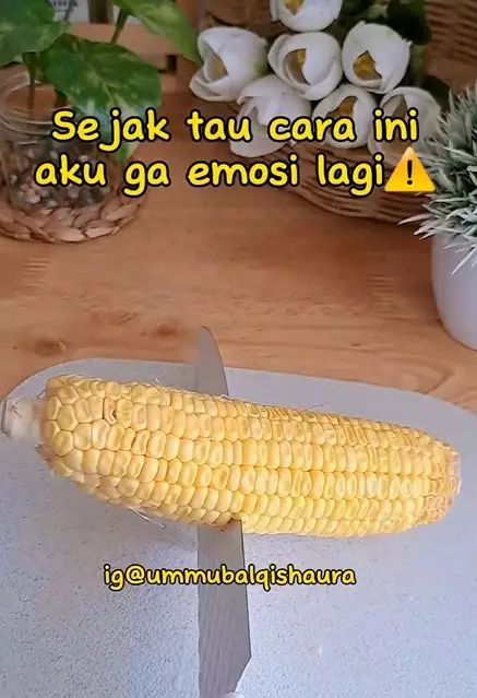 A quick trick for splitting corn cobs in 5 seconds, automatically neat ...